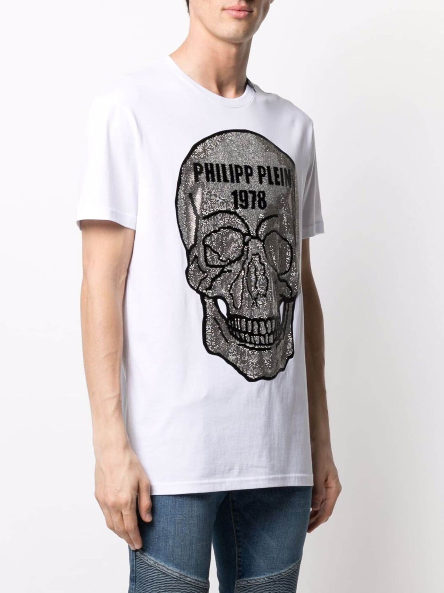 Футболка PHILIPP PLEIN Skull, размер 52, бежевый/белый — фото 1