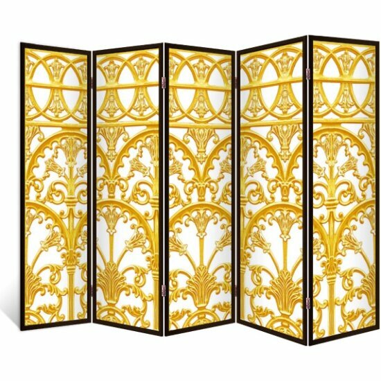 Ширма перегородка Декор Депо для комнаты деревянная "Дворец" двухсторонняя с картинкой (уют) 5 створок венге 176х230 см 18 кг