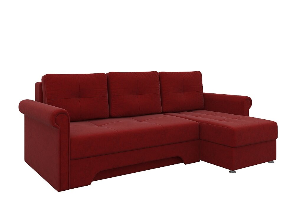 Угловой диван Гранд Красный, еврокнижка, 235х150х85 см, с ящиком для белья