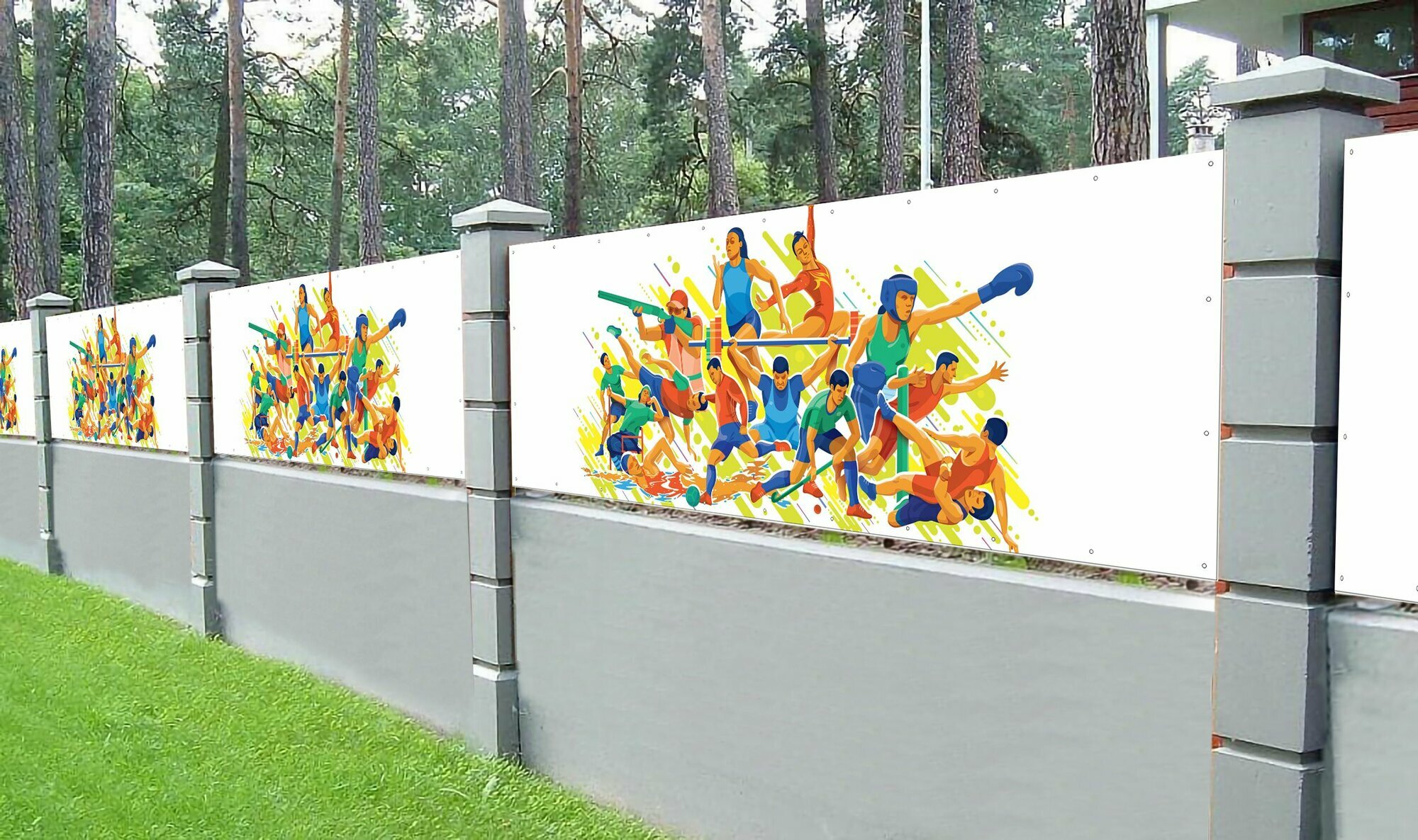 Фотосетка для забора, фасада Фотофасад с люверсами 3 х 1 м