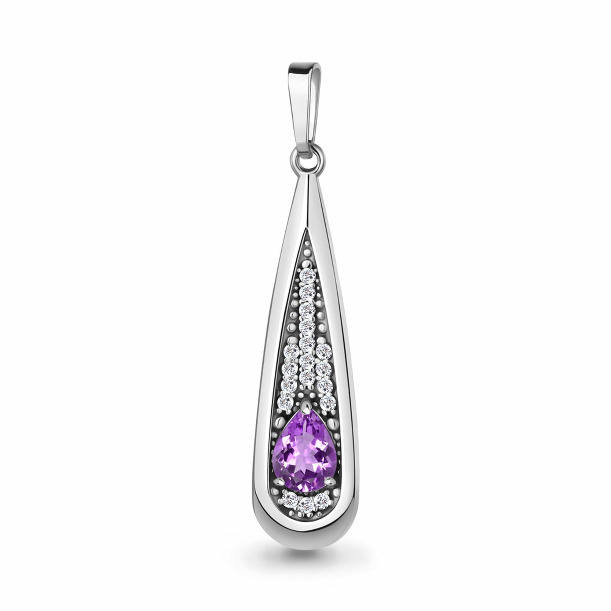 Подвеска, серебро, 925 проба, фианит, аметист