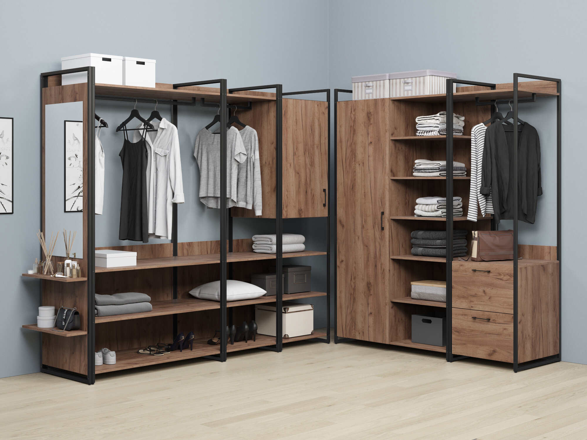 Гардеробная система Urban Лофт 03 Черный/Дуб крафт табак