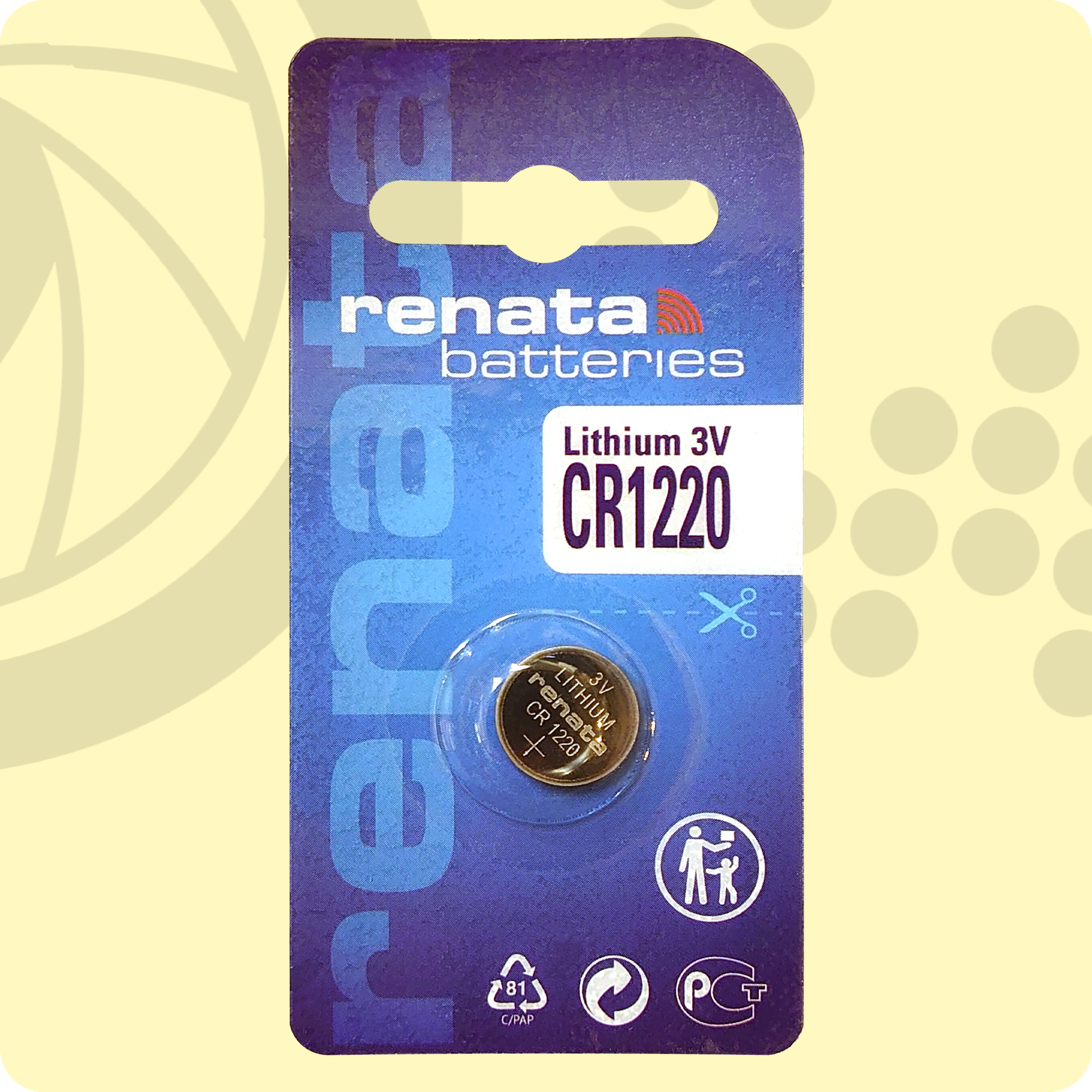 Renata 1220 (CR1220/5012LC) | 3 Вольта, Литиевая батарейка - 1шт.