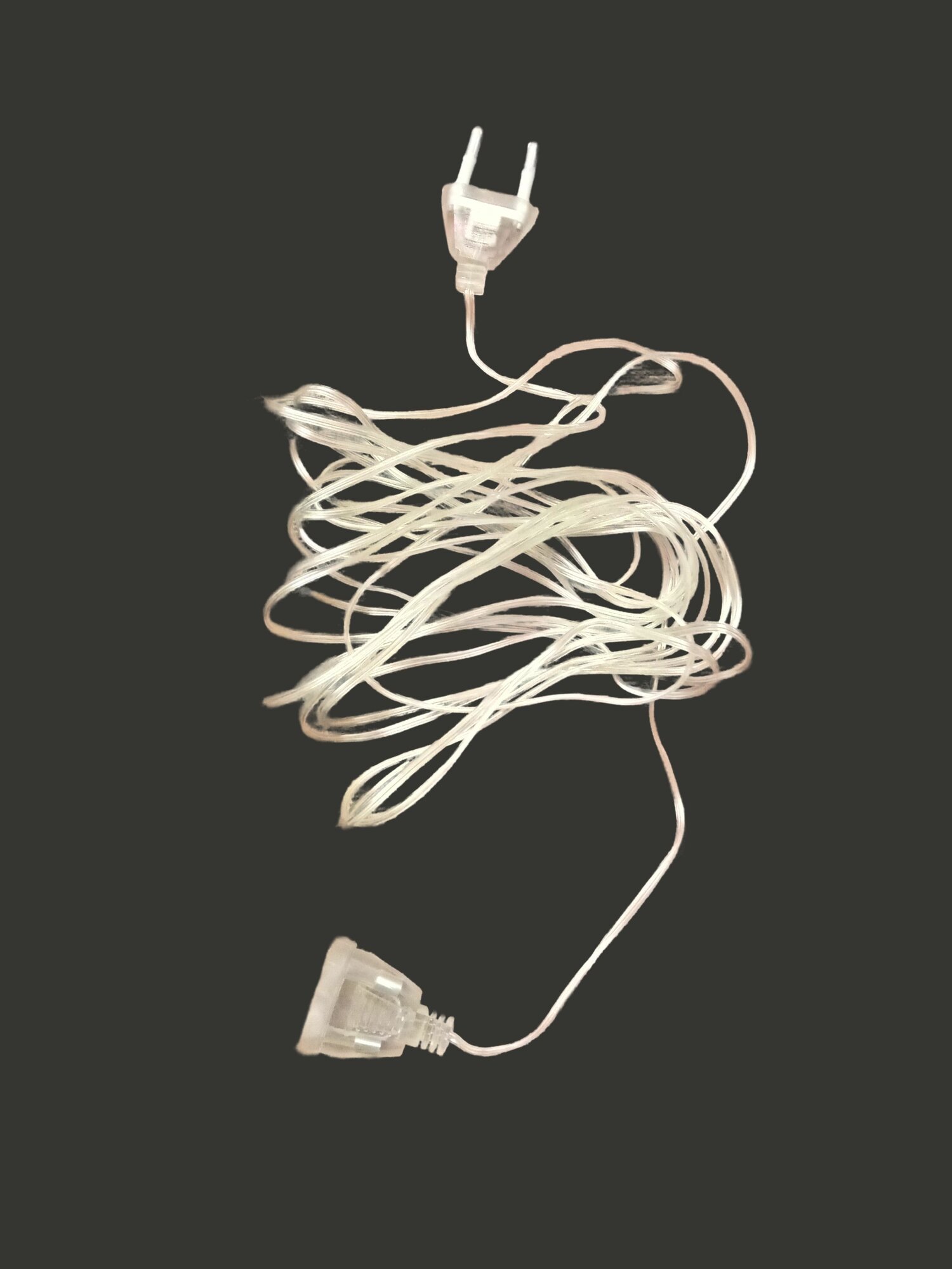 Удлинитель электрический, для гирлянды, прозрачный, длина 3 м, 1 шт.