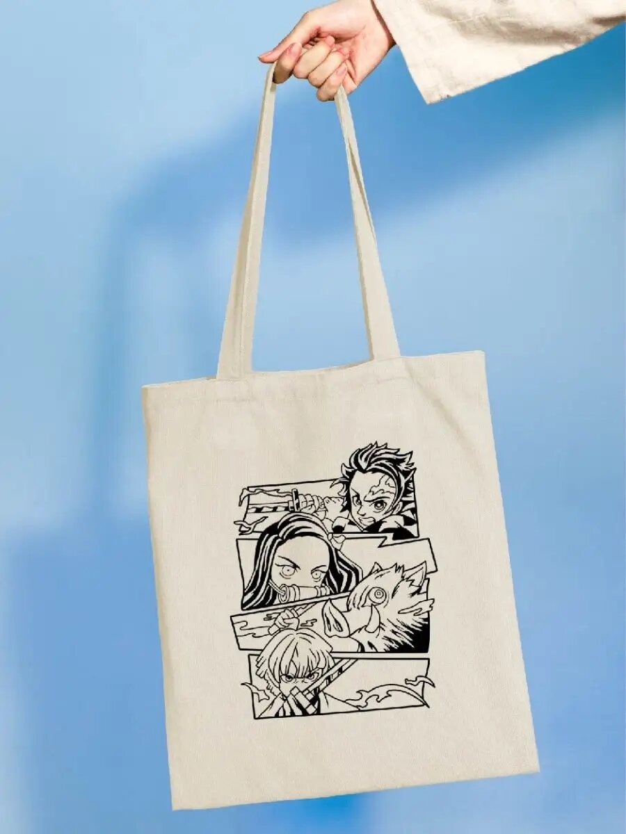 Сумка шоппер  с принтом аниме Истребитель Демонов