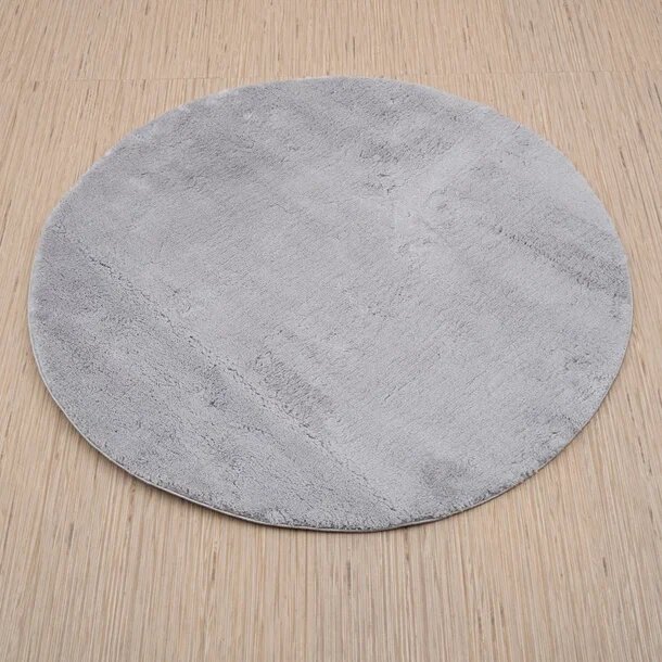 Ковер из искусственного меха кролика турецкий Круглый на пол в спальню в гостиную 120х120 см однотонный ворс 25 мм шегги 400639