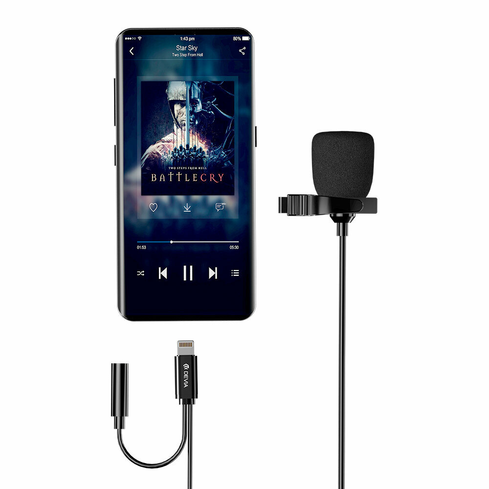 Микрофон Devia Smart Wired Microphone (Lightning) - Black — фото 1