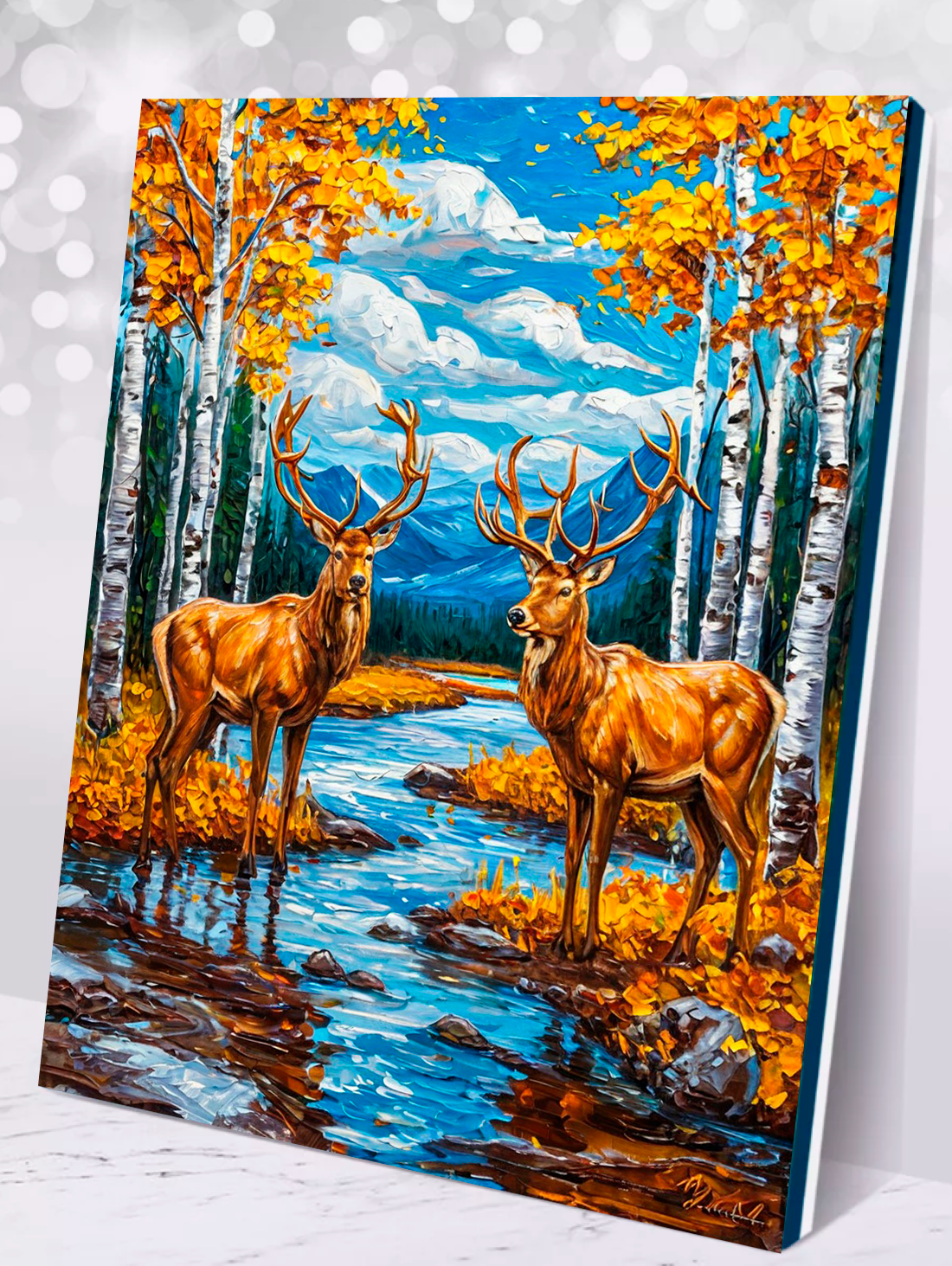 Картина по номерам "Олень у реки" 40х50 см, хлопковый холст на подрамнике, акрил, Hobby Home