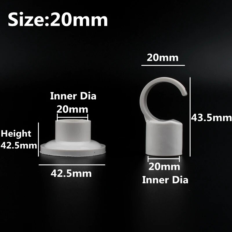 ПВХ зажим для трубы 20-40 мм Inner Dia.20mm, 2Pcs