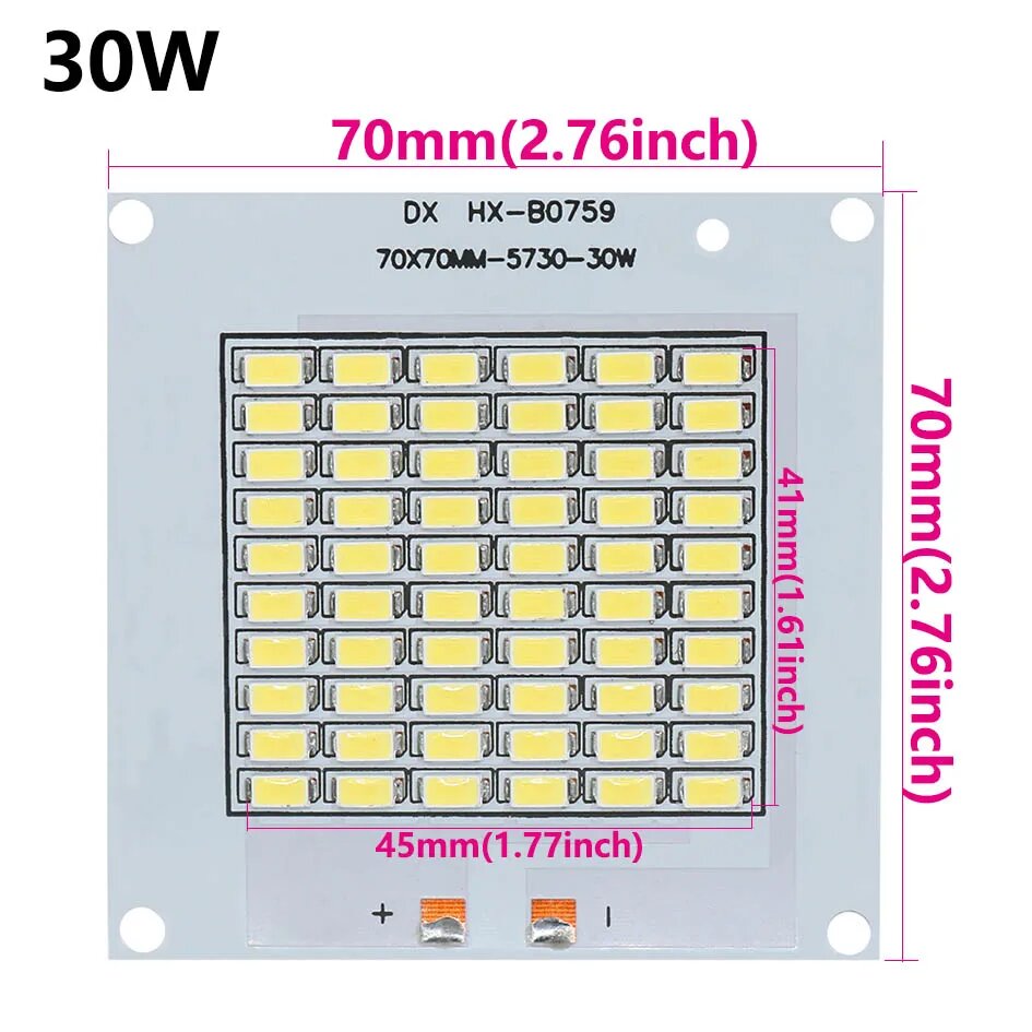 Светодиодный модуль 30W 70x70mm 5730