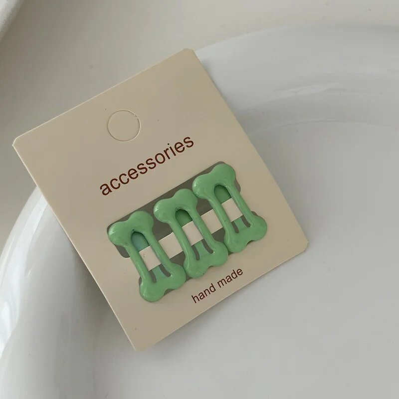 Зажимы для волос в форме кости, Green