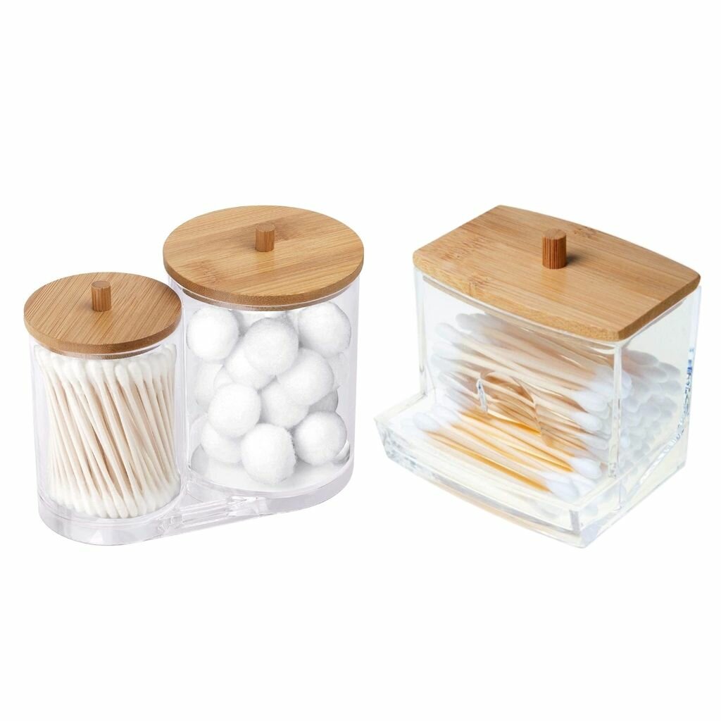 (1 комплект) Переносной круглый резервуар для хранения в ванной комнате -цельная бамбуковая крышка плюс квадратный