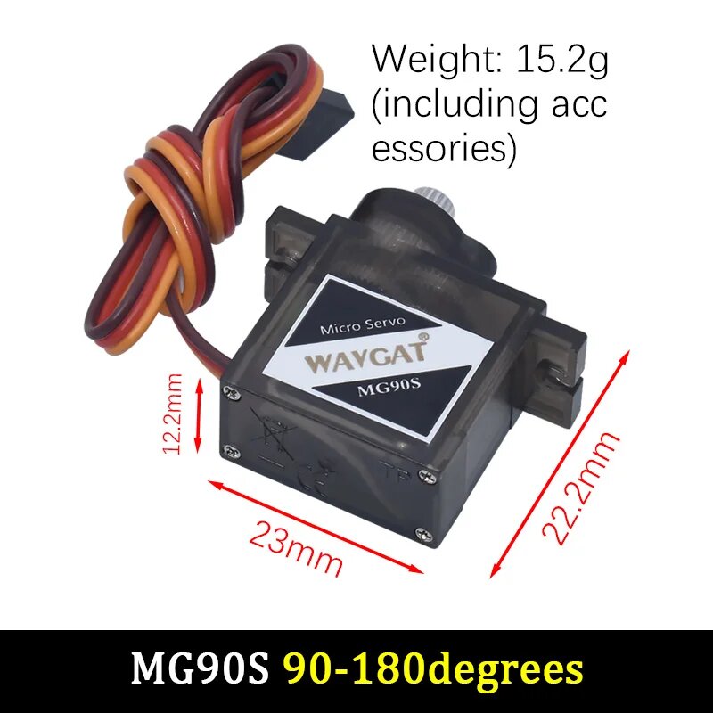 Сервопривод WAVGAT MG90S 90-180 градусов, 15.2г