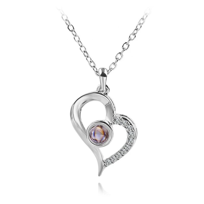 Серебряное ожерелье с сердцем, Color: Silver heart 2