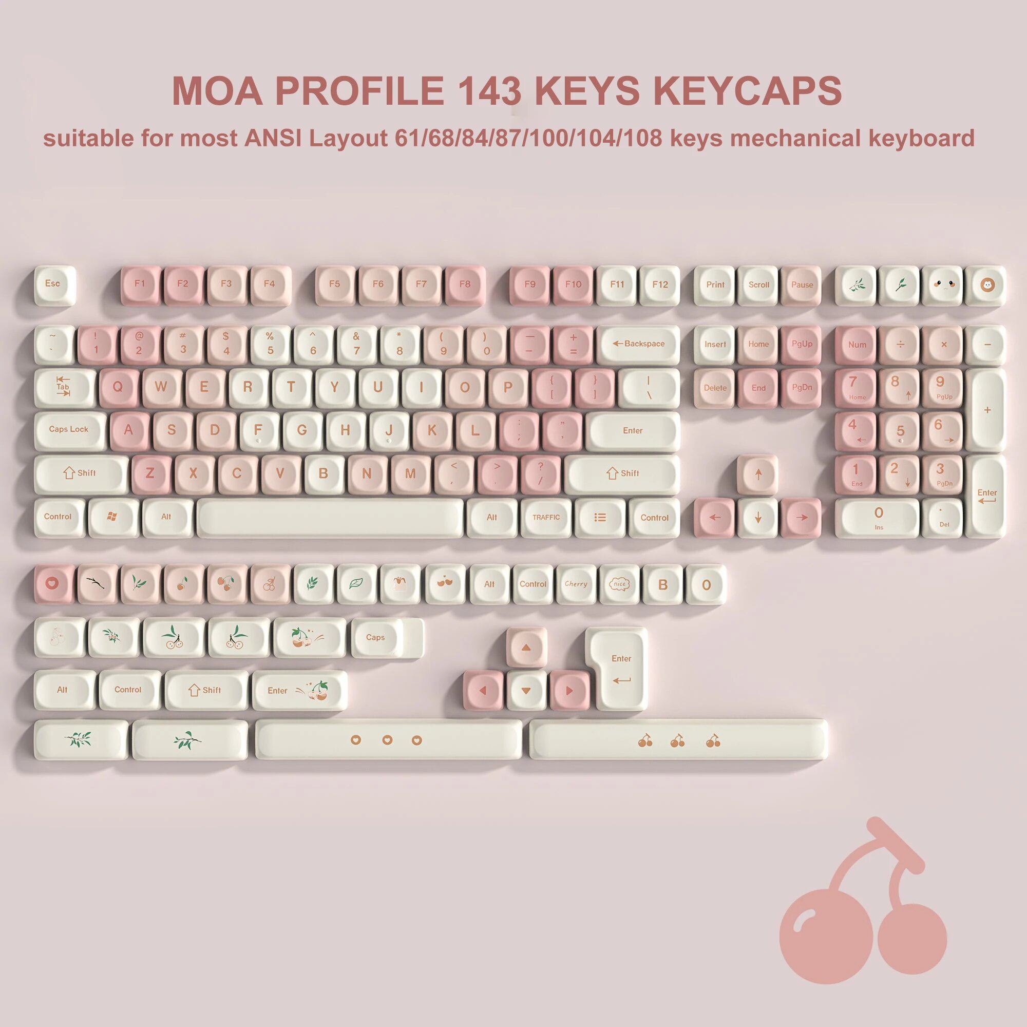 Womier Cherry Pudding 143 клавиш розовые PBT MOA профиль для механической клавиатуры