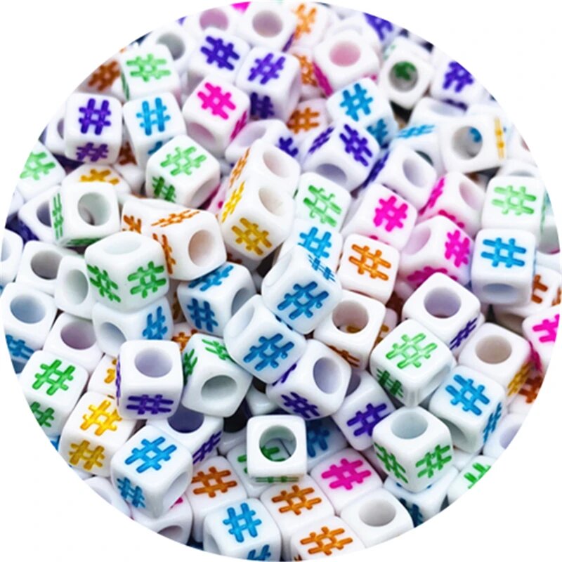 Белые квадратные акриловые бусины 100 шт, MYDEMBMSSYGYI symbol