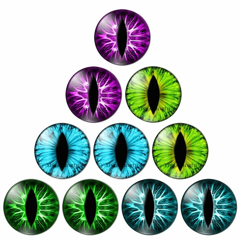 Кабошоны стеклянные "Кошки глаза Дракона" 10/12/18/20/25 мм Изумрудный, 20mm, mix2