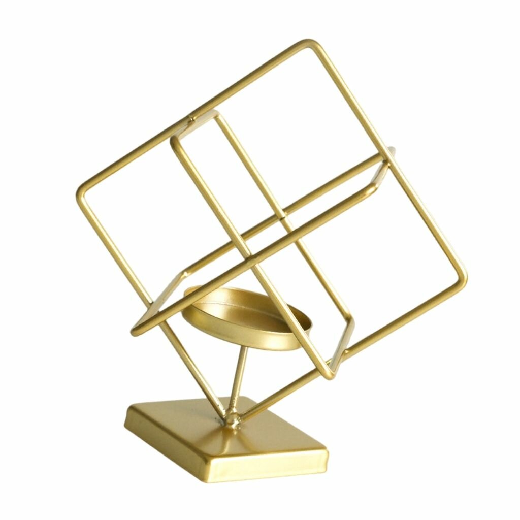 Металлический подсвечник в скандинавском стиле, декоративный элегантный полый геометрический квадратный глобус, железный для домашнего декора