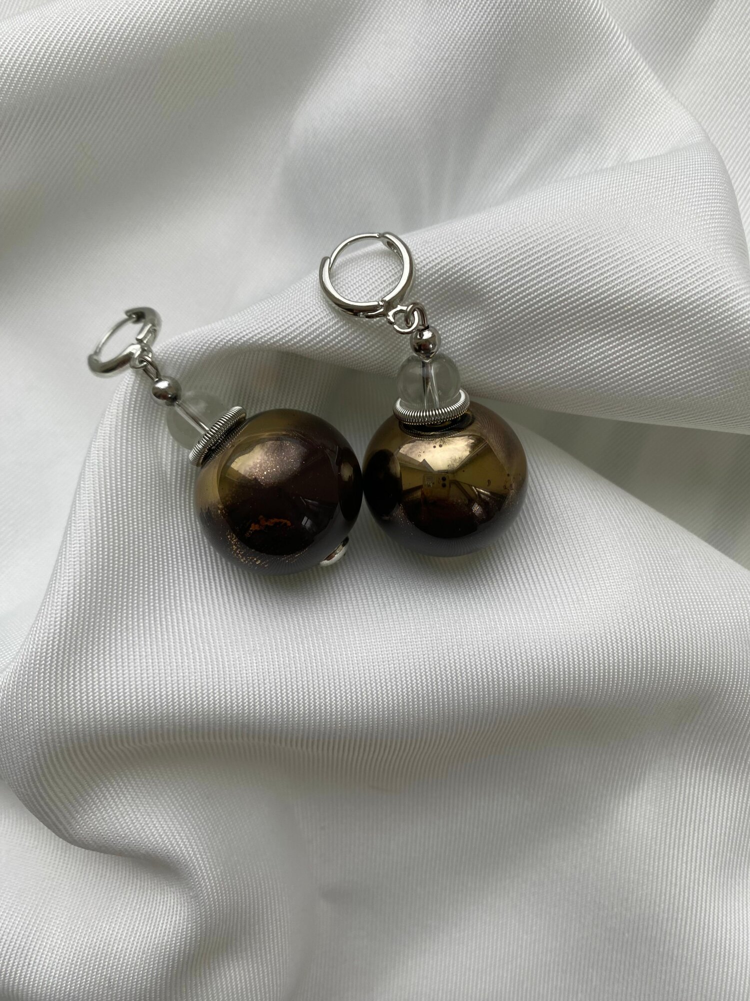 Серьги конго, муранское стекло, стекло