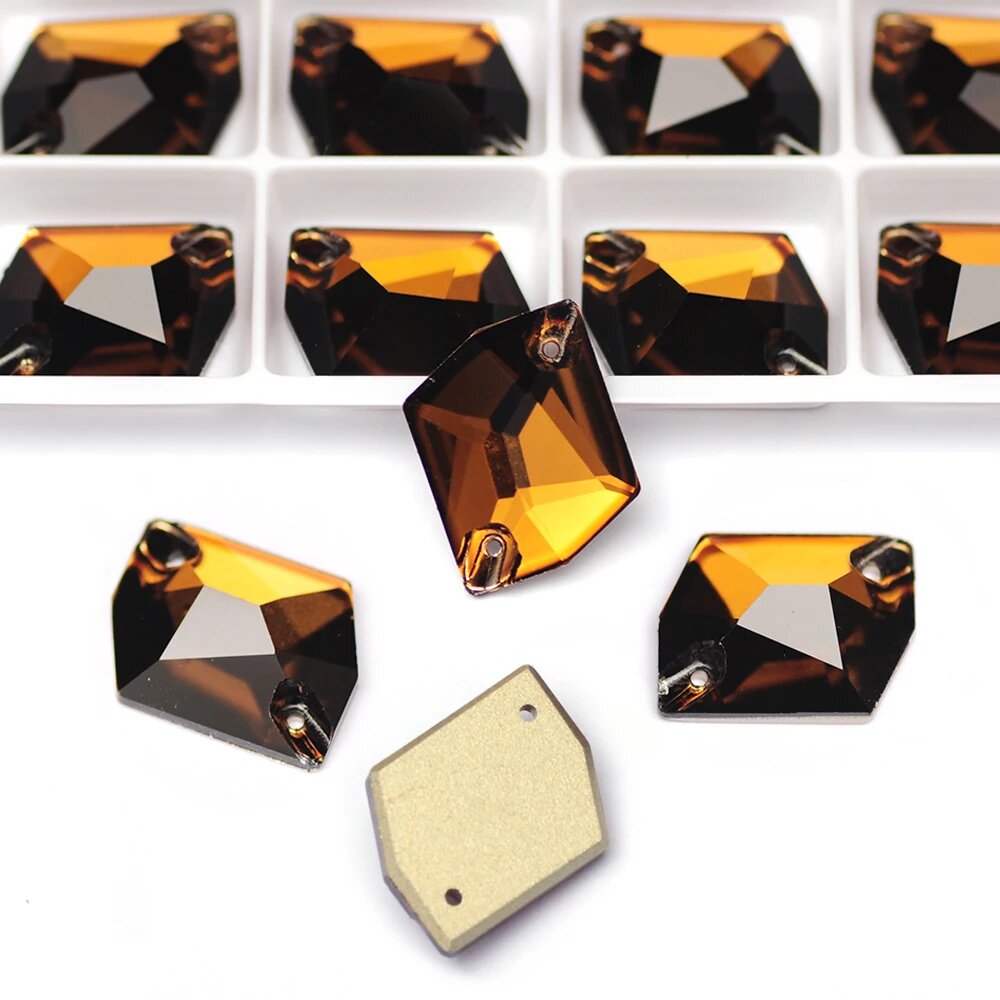 Хрустальные стразы Drop 7x12mm дымчатый топаз 32шт — фото 1