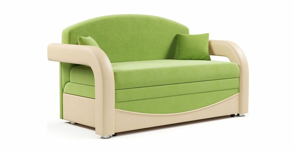 Диван-кровать Алекс 140, 165х80х87 см, велюр max Green 28 M, Выкатной, детский диван раскладной, с ящиком для белья