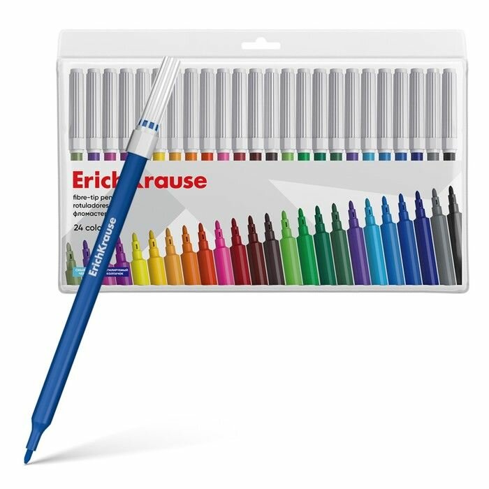 Фломастеры Erich Krause Вентилируемый колпачок, 24 цвета, в футляре
