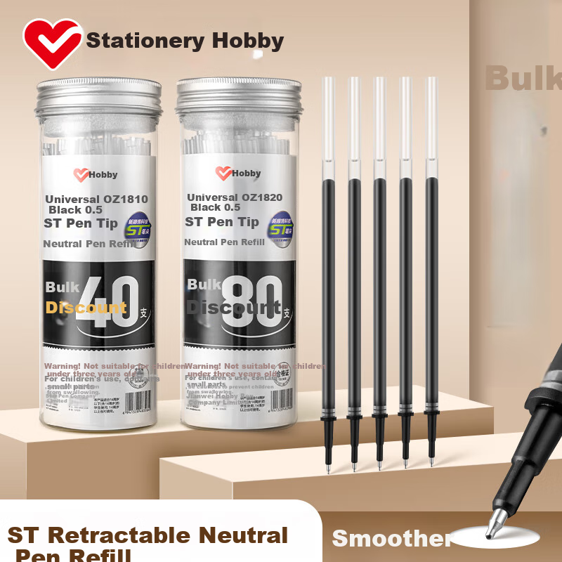 AIHAO 0.5mm Universal Pen Refills, Black Ink, 40 Pack, DZ1830