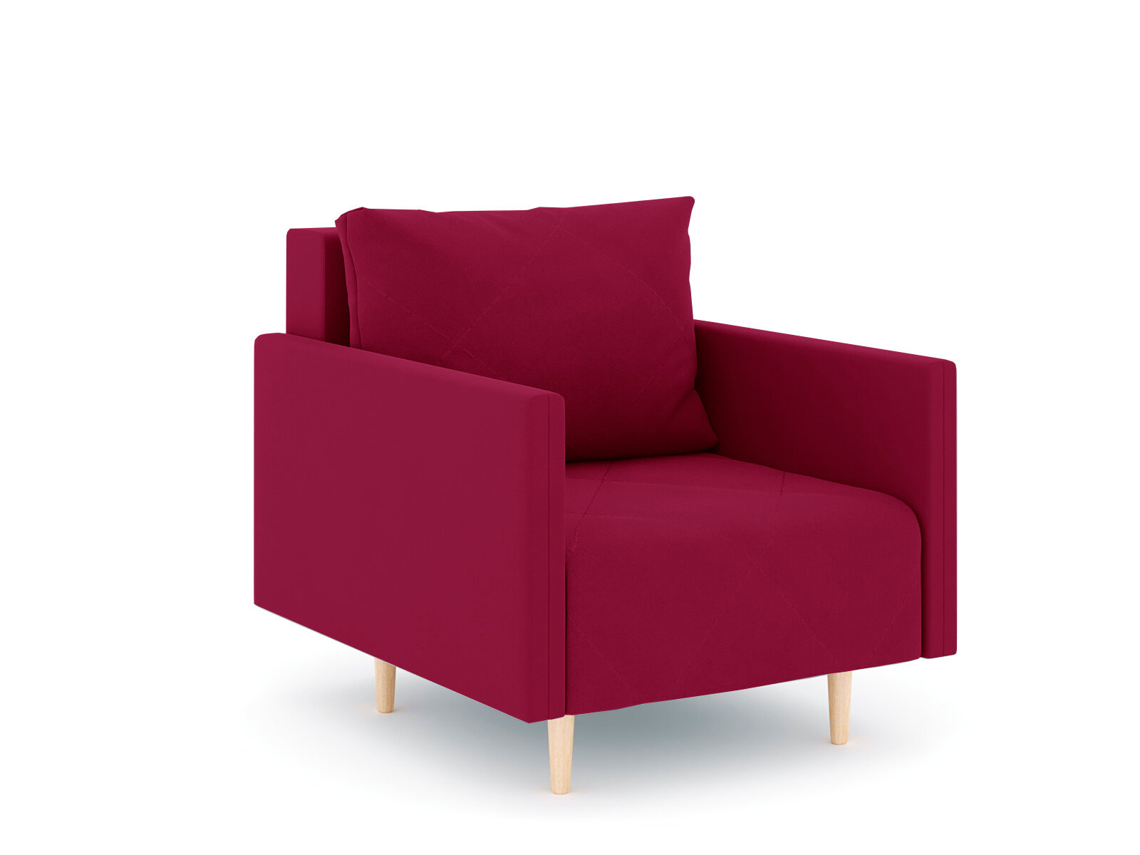 Кресло нераскладное DiHall Милли, велюр, с подлокотниками, красное