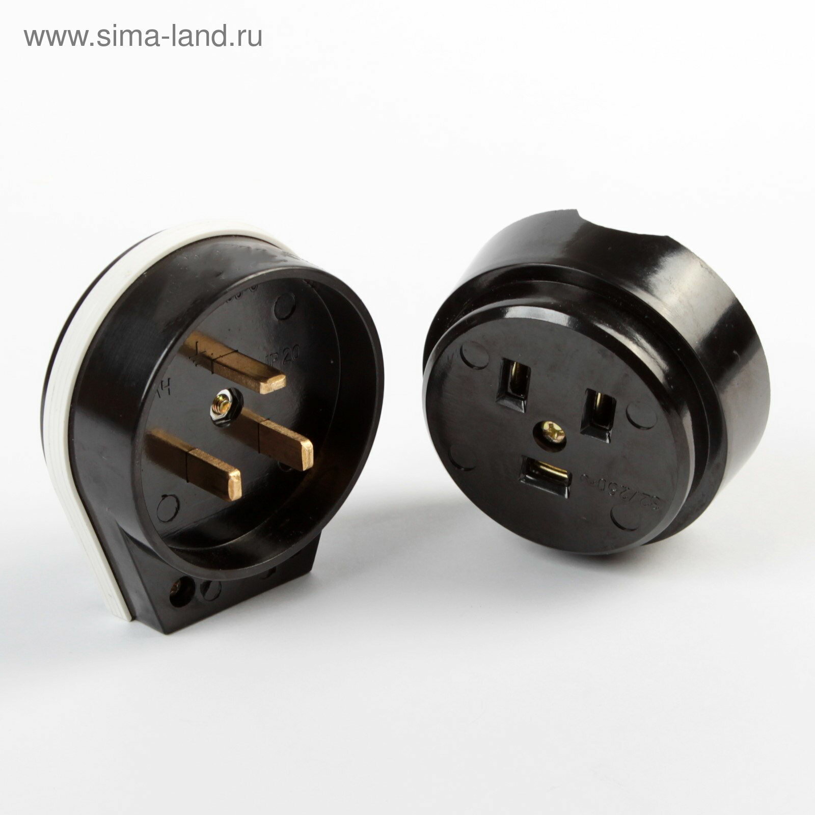 Разъём для плиты РШ-ВШ, 2P+PE, ОУ, 32 А, 250 В, карболит, чёрный