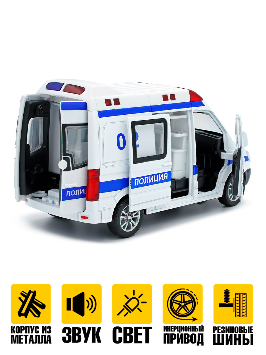 Полицейская машина металл, звук, свет - инерционный механизм