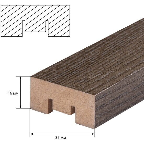 Рейка МДФ интерьерная ТМ Стильный Дом 2700х16х35 анкор винтаж, в упаковке 11 штук