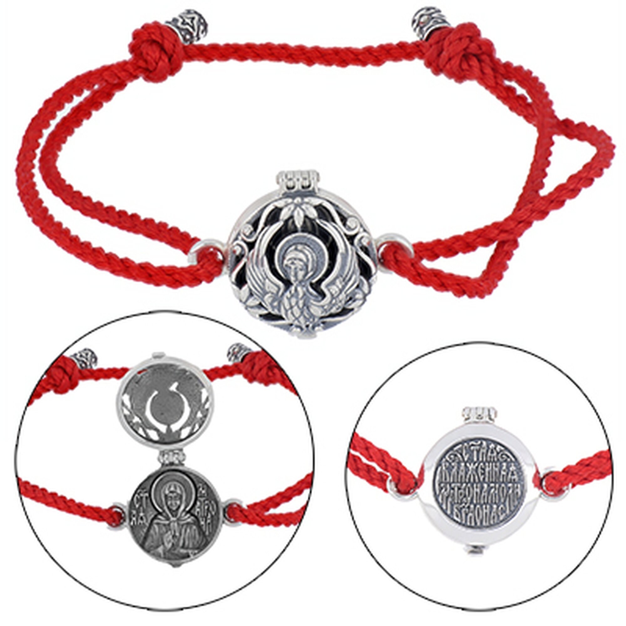 Браслет-нить, серебро, 925 проба, чернение