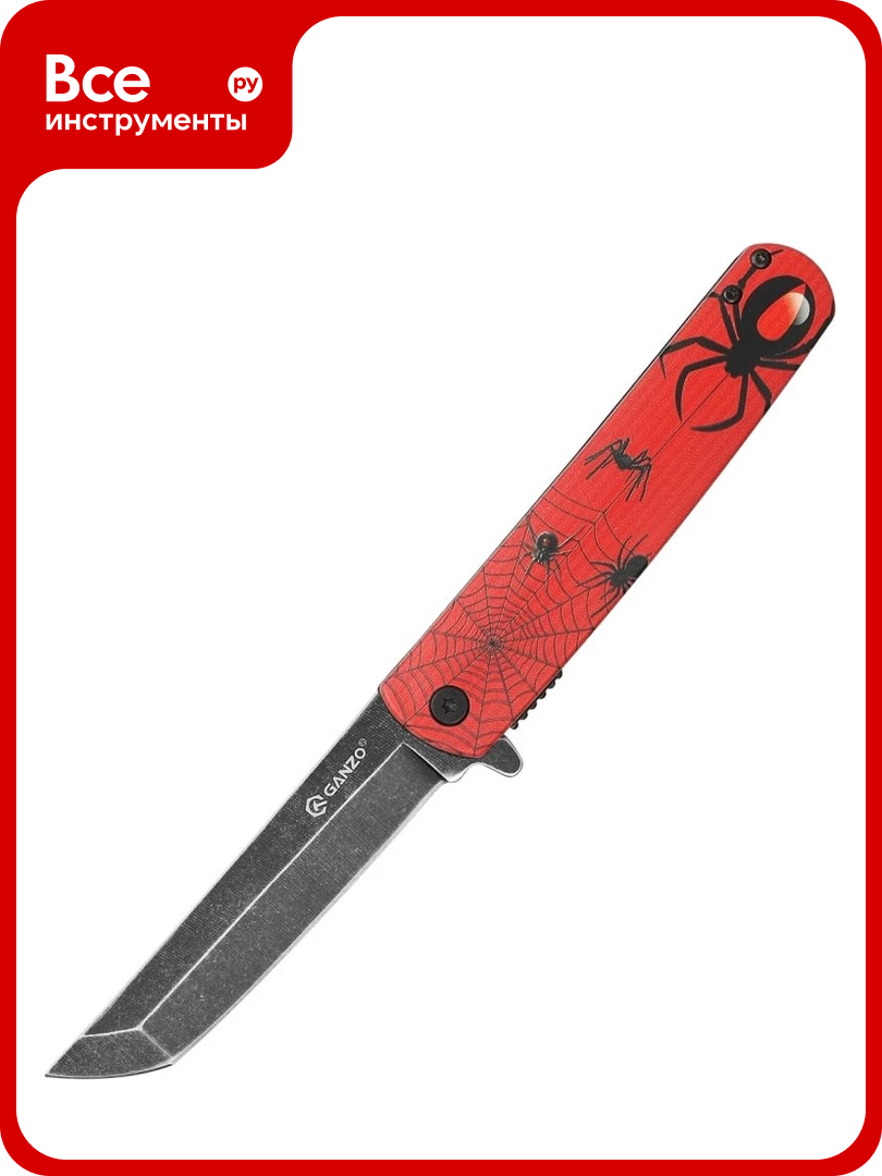 Нож Ganzo G626-RD красный, складной с клипсой, рукоять из ABS‑пластика, лезвие из нержавеющей стали