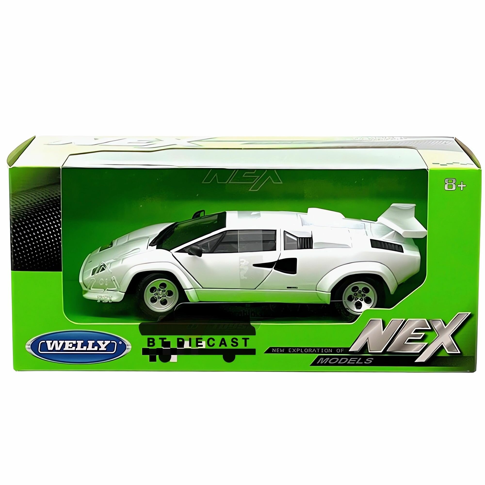 Металлическая коллекционная модель автомобиля "Welly". "Lamborghini Countach LP 5000-S". Ламборгини. Авто из к/ф "Волк с Уолл-Стрит" (Масштаб 1/24, белая)