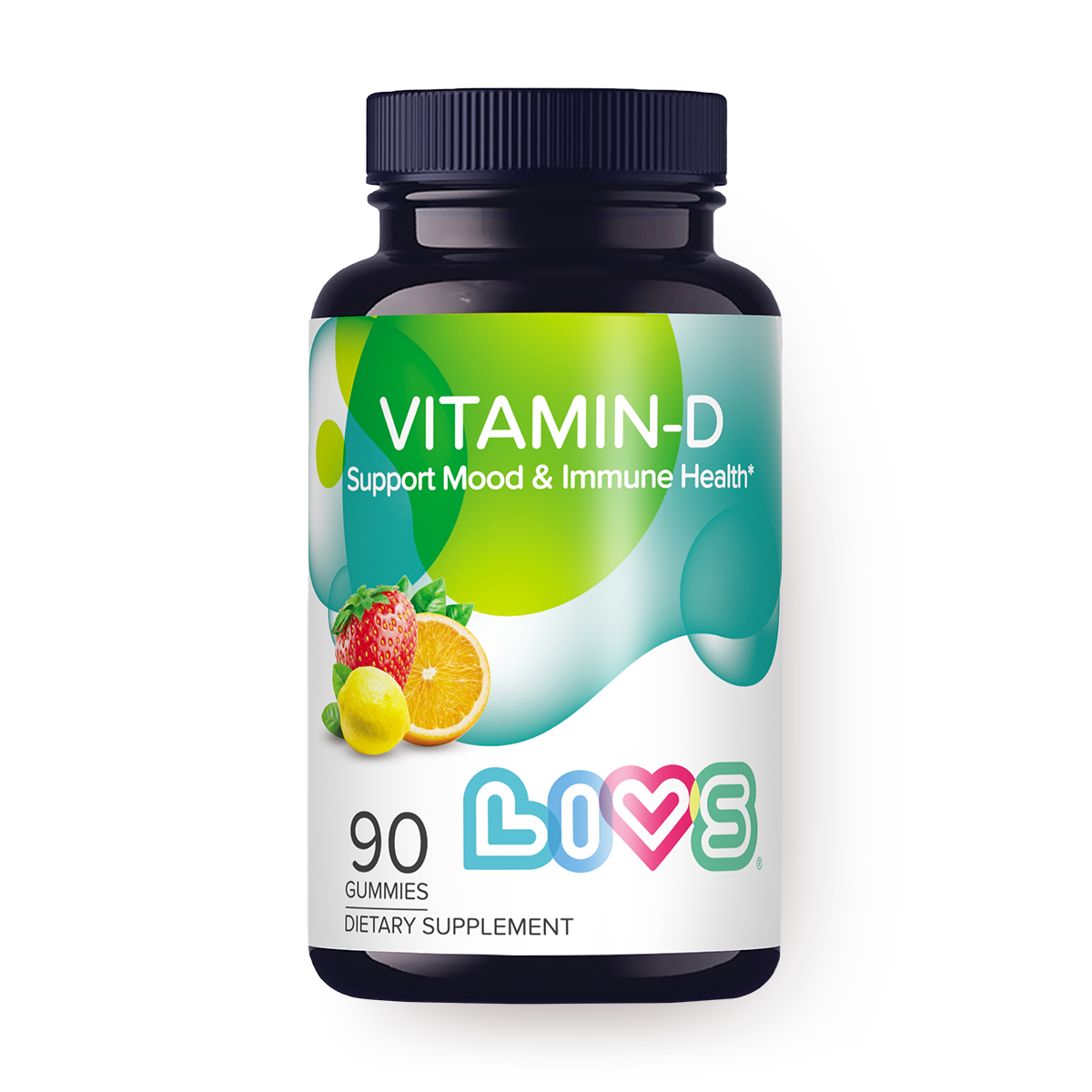 Витамин-D 2000 ME Livs со вкусом апельсина, лимона и клубники мармеладные пастилки