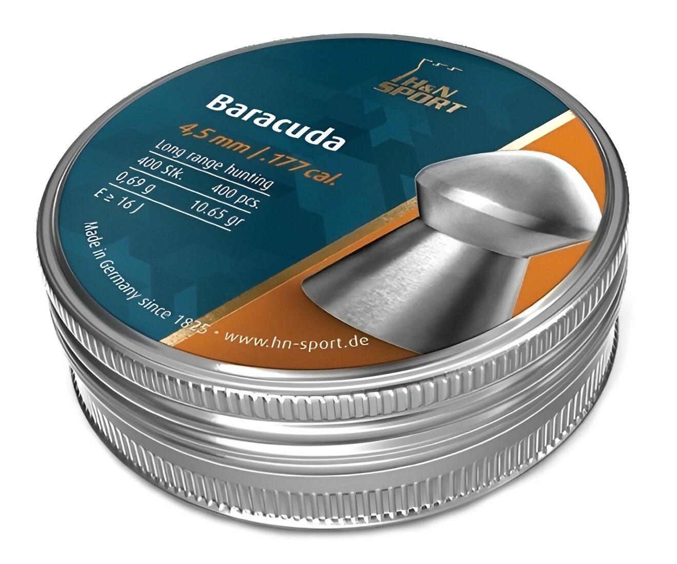 Пули H&N Baracuda для пневматики, 4,5 мм, 0,69 грамм, 400 шт.