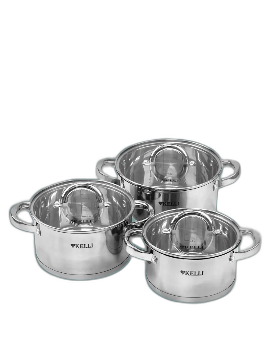 Набор кастрюль с крышками, 3 шт