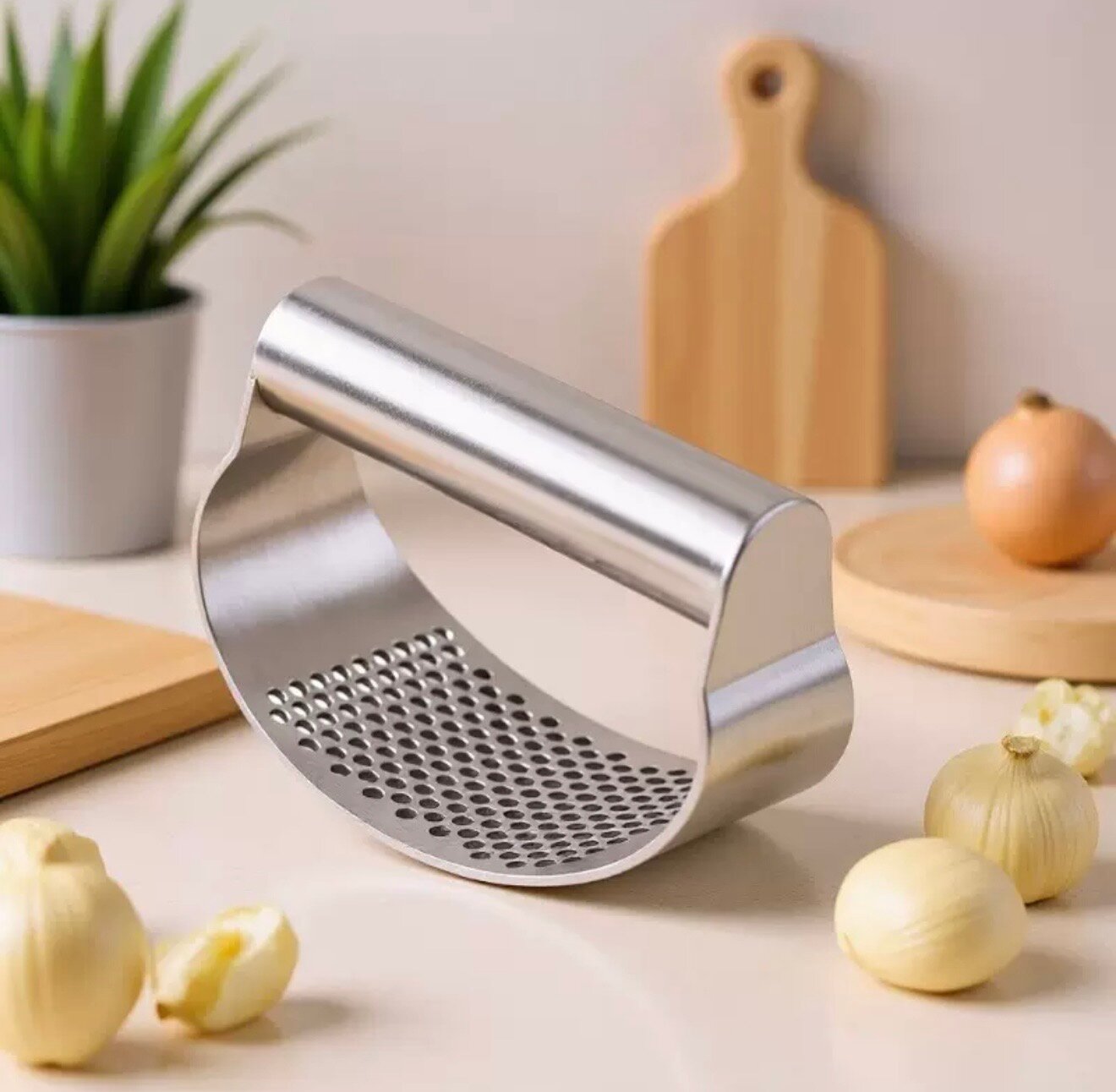Чеснокодавилка-пресс для чеснока, нержавеющая сталь, в коробке