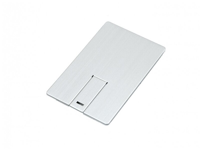 Раскладная металлическая флешка визитка кредитка для нанесения логотипа (32 Гб / GB USB 2.0 Серебро/Silver MetallCard2 Flash drive модель 629 M)