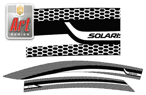 Ветровики дверей Серия "Art" серебро Hyundai Solaris Год выпуска 2017-н. в.