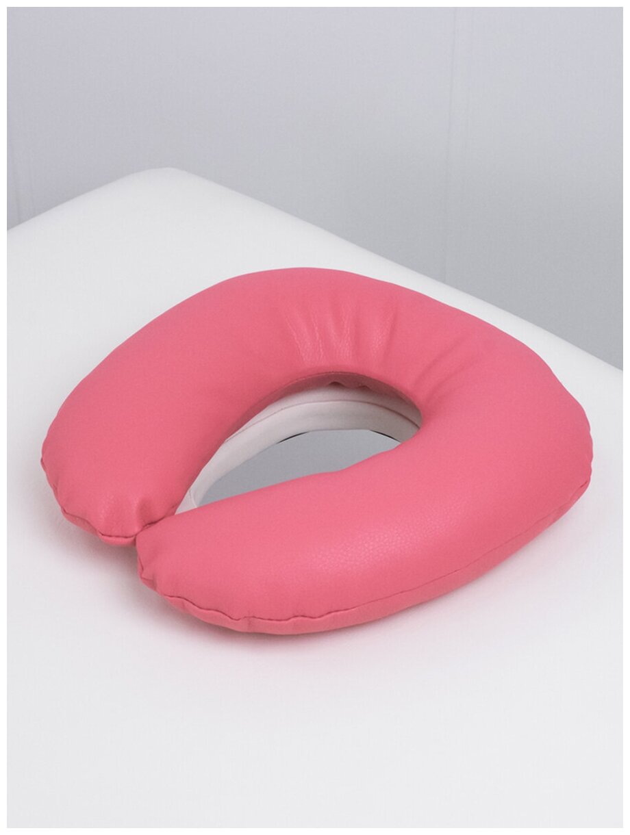 Подушка для лица рогалик на массажный стол, из экокожа, розовый фламинго