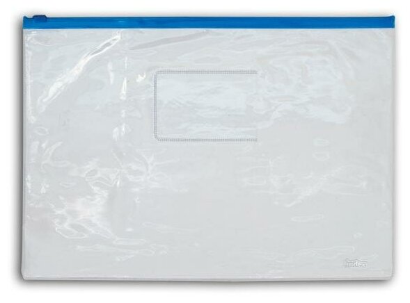 Index (канцтовары) Папка на молнии прозрачная, синяя молния