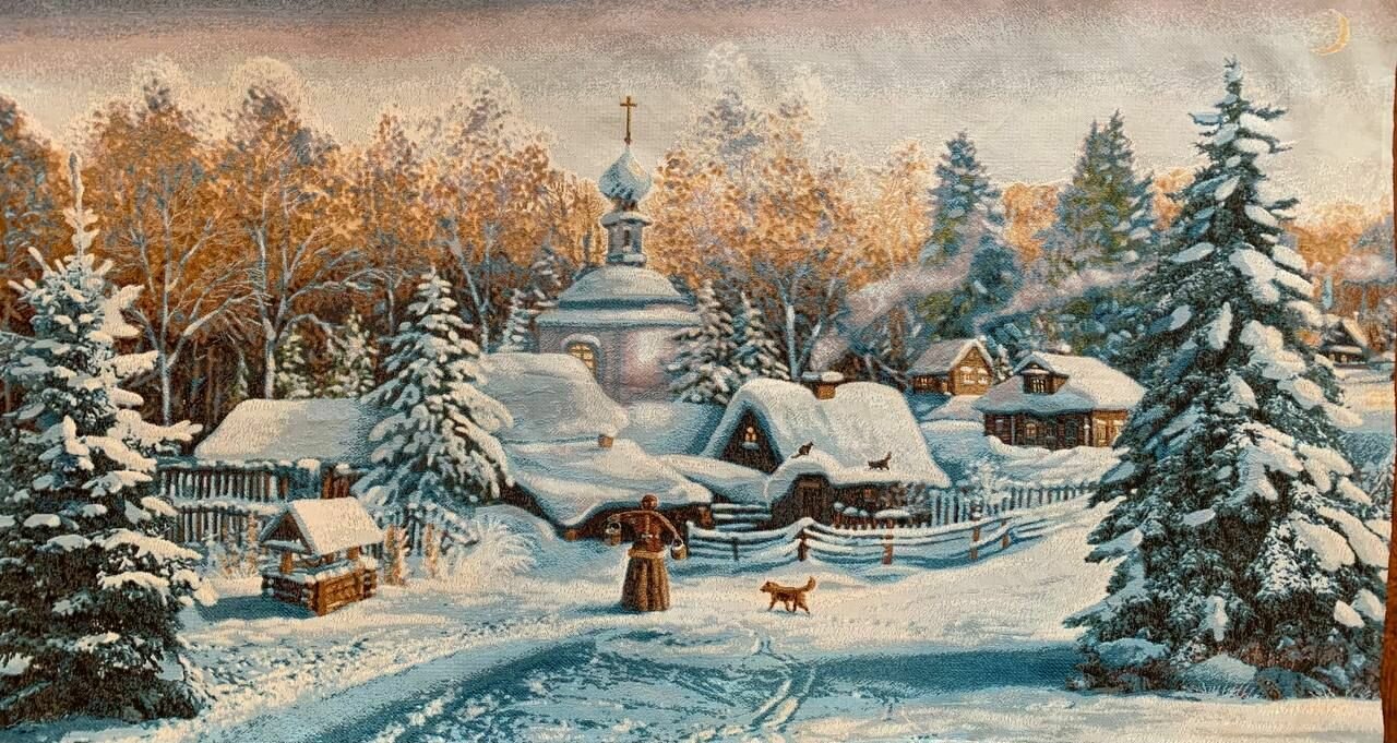 Панно гобеленовое на стену "Крещенские морозы", 65х115 см / Гобелен