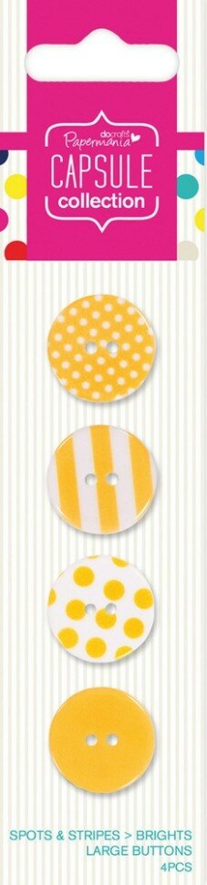 #PMA354407 Набор пуговиц Spots & Stripes Brights - Yellow Docrafts 4 шт