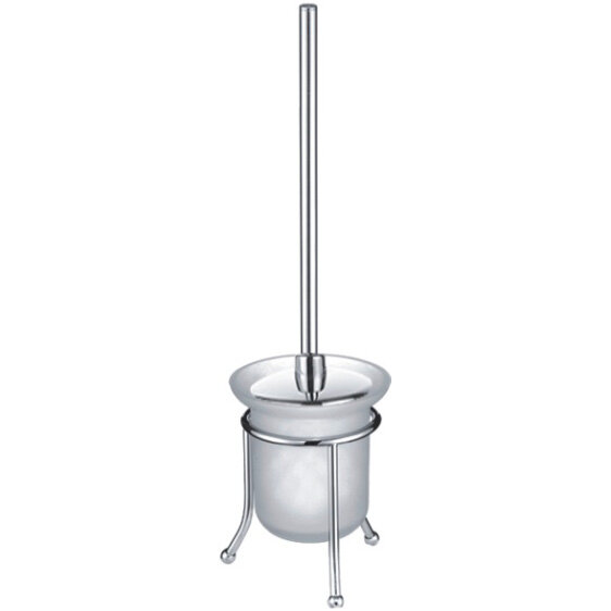 Ершик Ledeme L905 для унитаза, напольный, металл, цвет хром, с крышкой