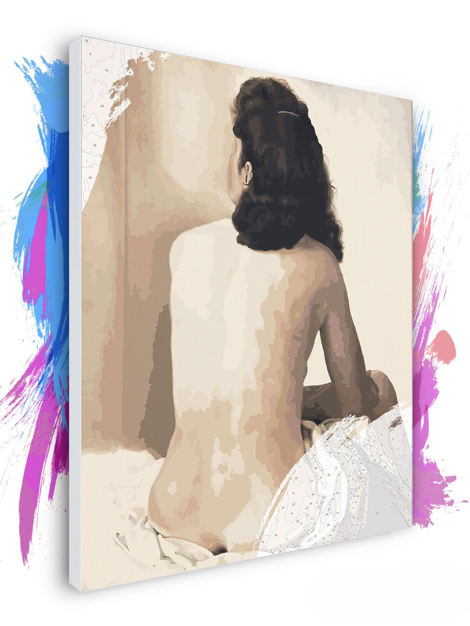 Картина по номерам на холсте Сальвадор Дали - Обнаженная Гала сидящая спиной, 30 х 40 см