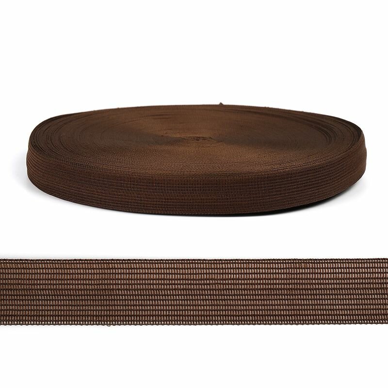 Тесьма окантовочная (лента вязаная окантовка) шир.22мм цв. коричневый упак.100 м