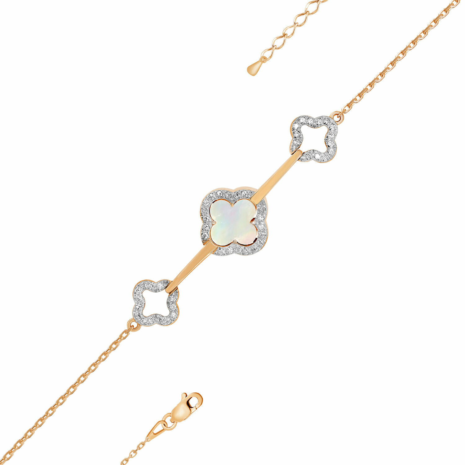 Браслет JEWELIN, красное золото, 585 проба, бриллиант, перламутр