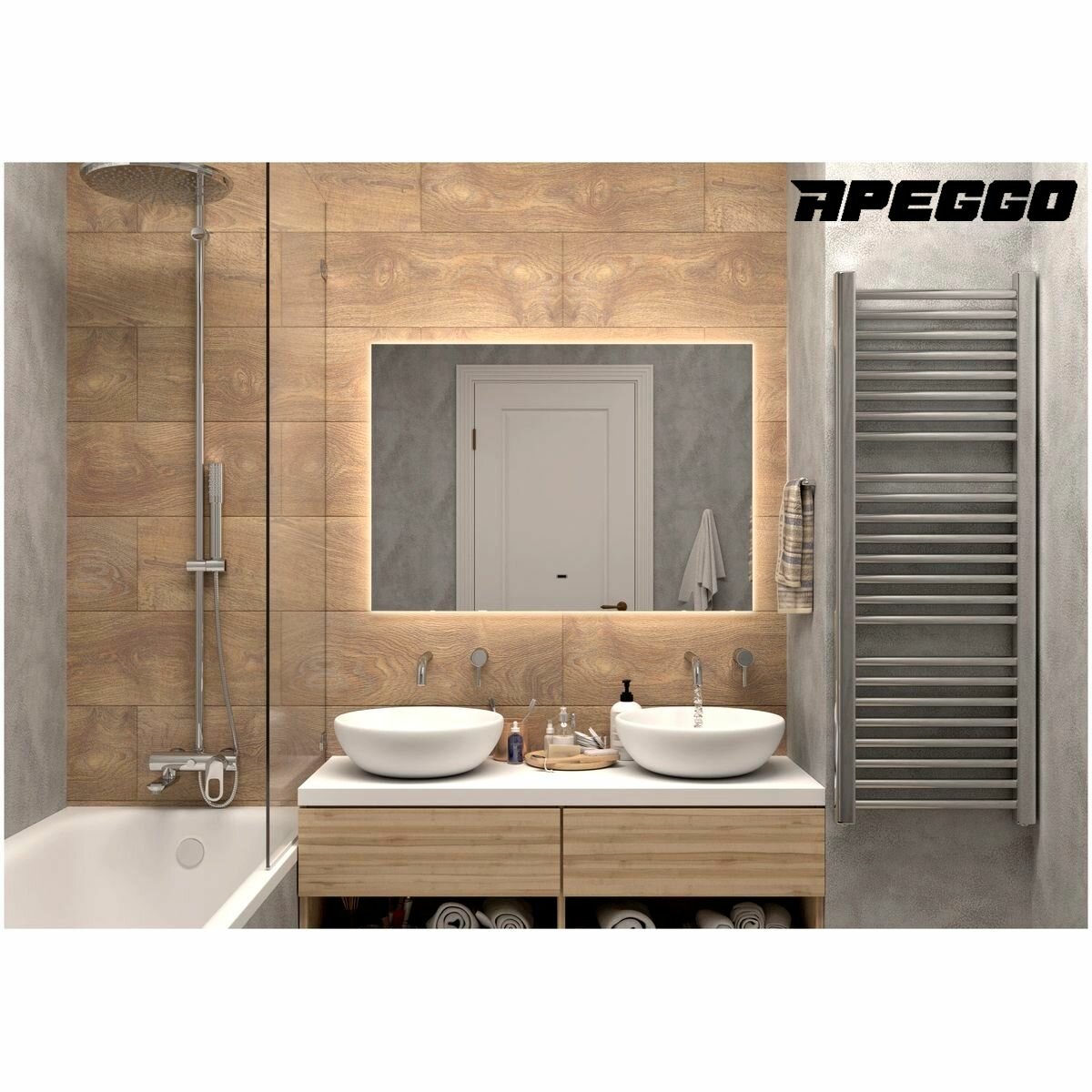 Зеркало для ванной Apeggo Lucia Led 1000х700 с бесконтактным сенсором, холодная подсветка GG90291