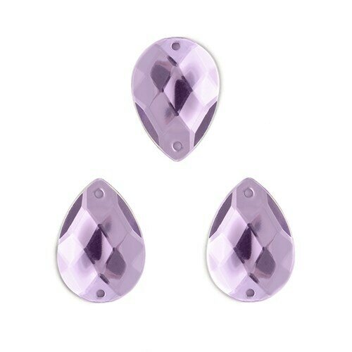 Стразы пришивные пластиковые 13x18 мм капля цв. сиреневый упак.50 шт